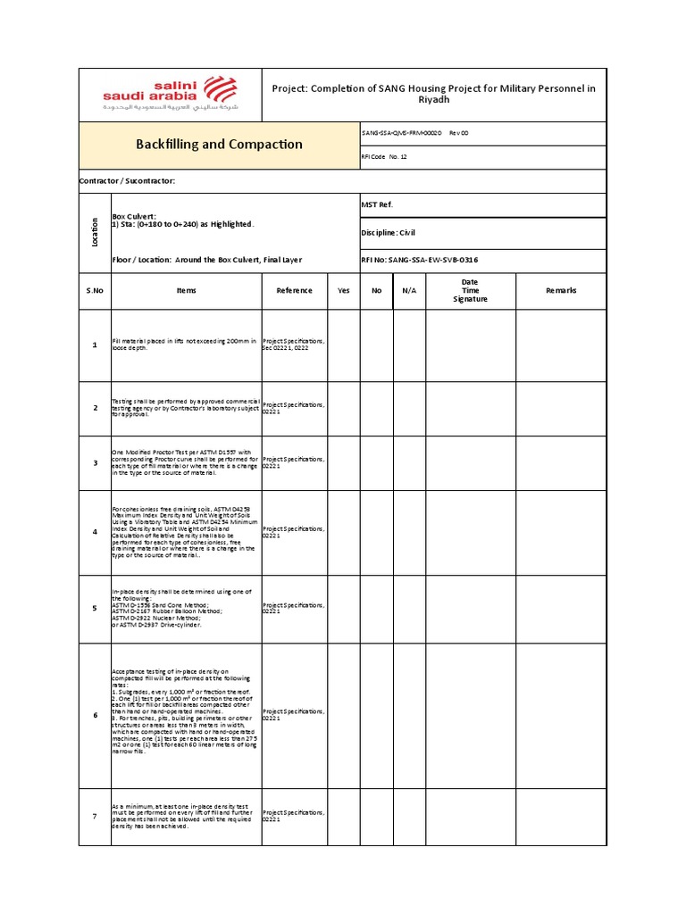 Backfilling & Compaction Works | Download Free PDF | Building Engineering | Civil Engineering