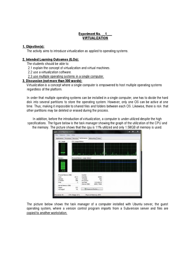 Experiment No 1 Virtualization 1 Objective S Pdf