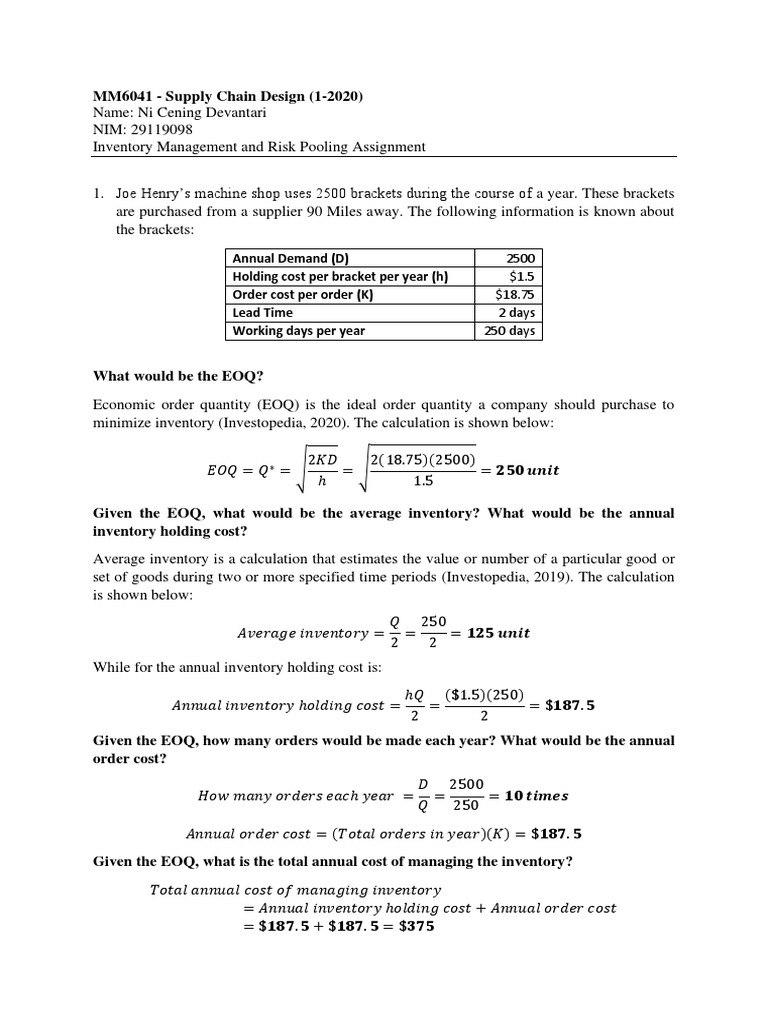 Inventory Management Assignment | PDF | Inventory | Normal Distribution