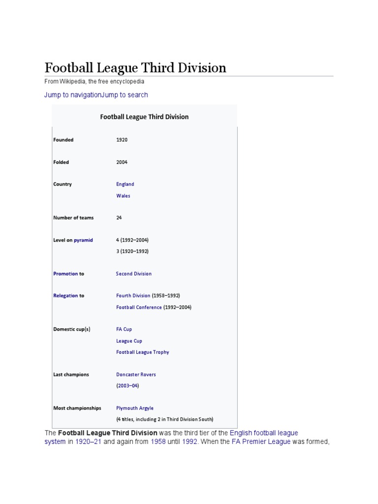 Football League Third Division | PDF | English Football League ...