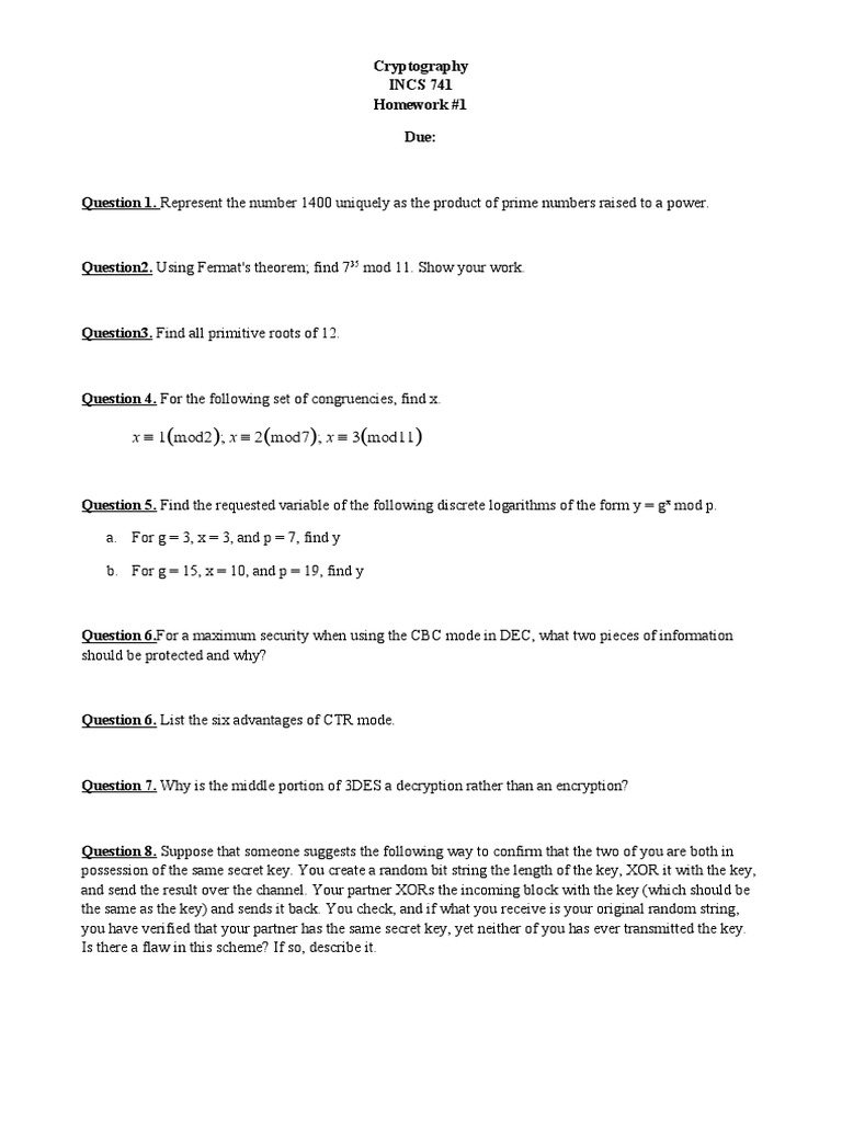 Mod2 X 2 Mod7 X 3 Mod11 | PDF