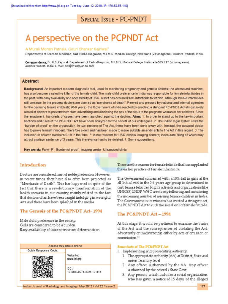 Overview of the PC-PNDT Act 1994 | PDF | Magistrate | Crime & Violence