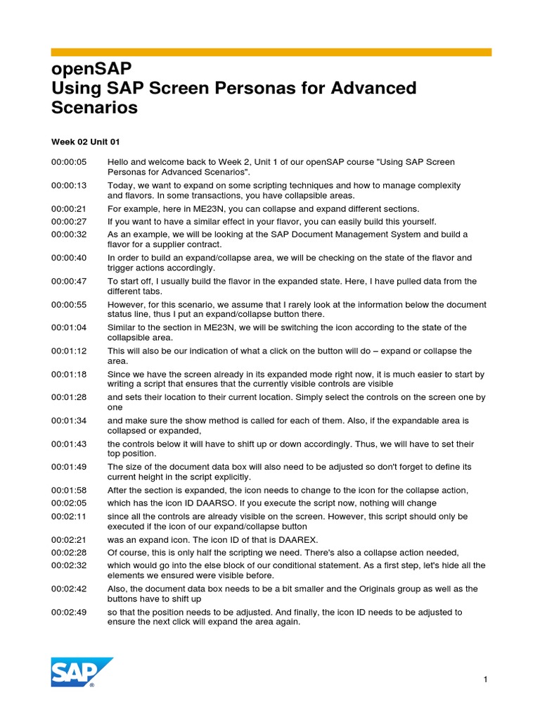 Opensap Using Sap Screen Personas For Advanced Scenarios: Week 02 Unit ...