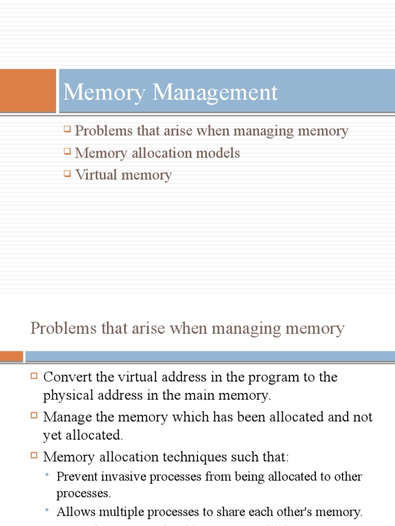 Chapter - 05 - Memory Management | PDF | Operating System Technology ...