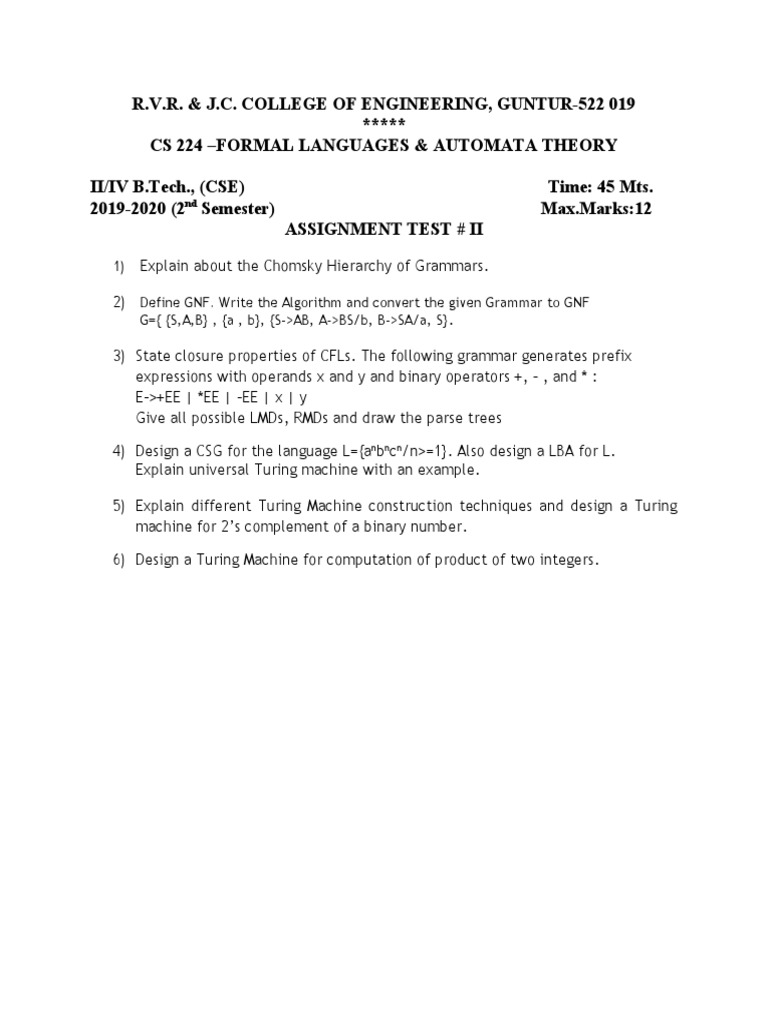 FLAT Assignment II | PDF