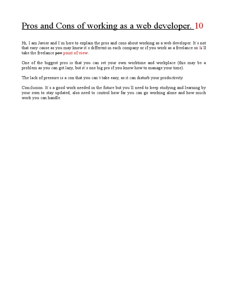 Pros and Cons of Working As A Web Developer | PDF