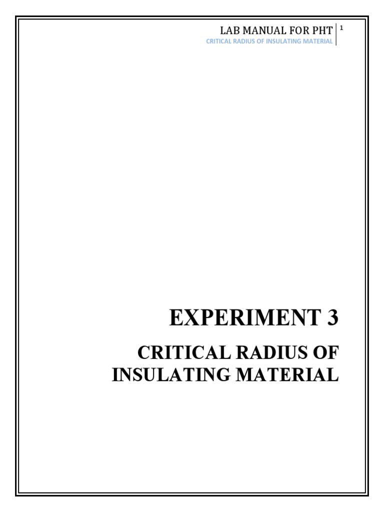Experiment 3: Critical Radius of Insulating Material | PDF | Thermal ...