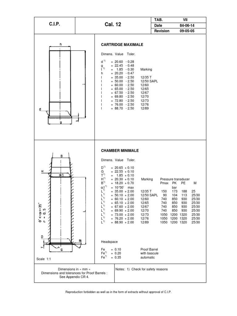 Gauge 12 (Cal. 12) Dimensions | PDF | Military Technology | Firearms