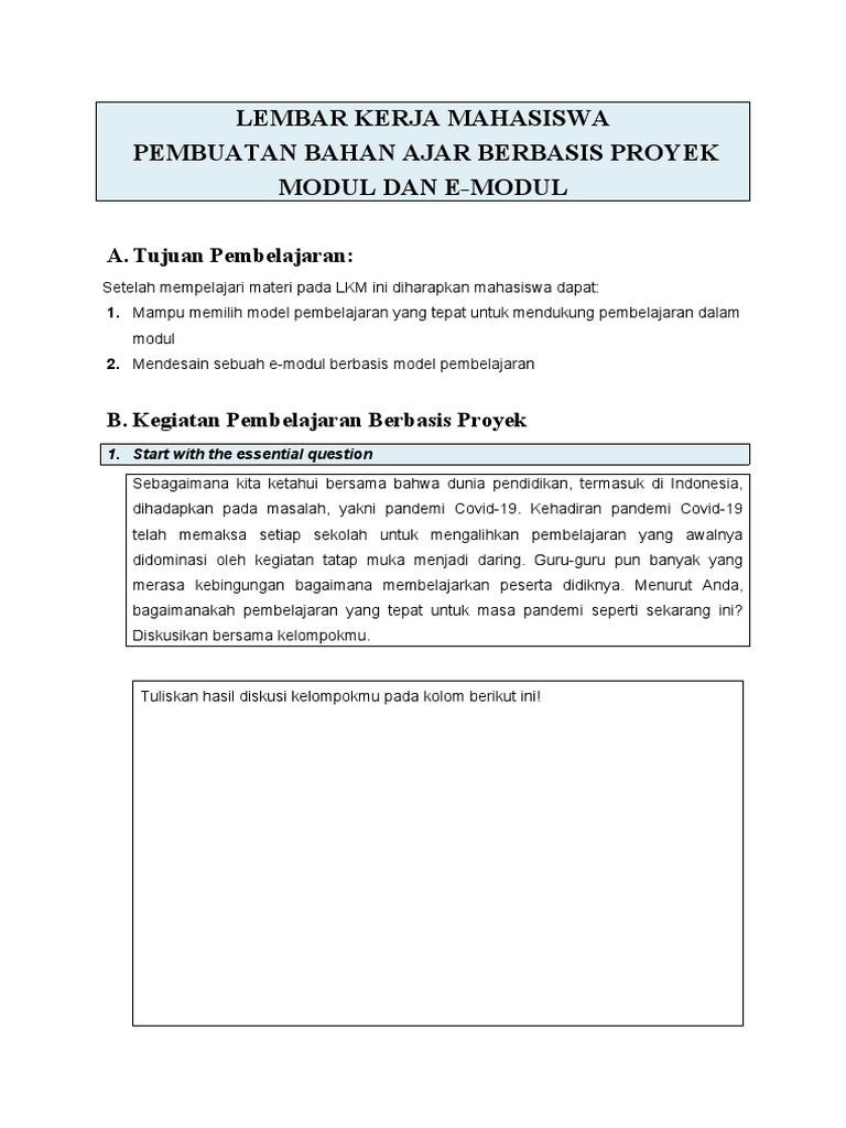 Lembar Kerja Mahasiswa Pba | PDF