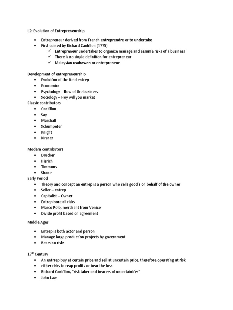 Evolution of Entrepreneurship | PDF | Entrepreneurship | Economics