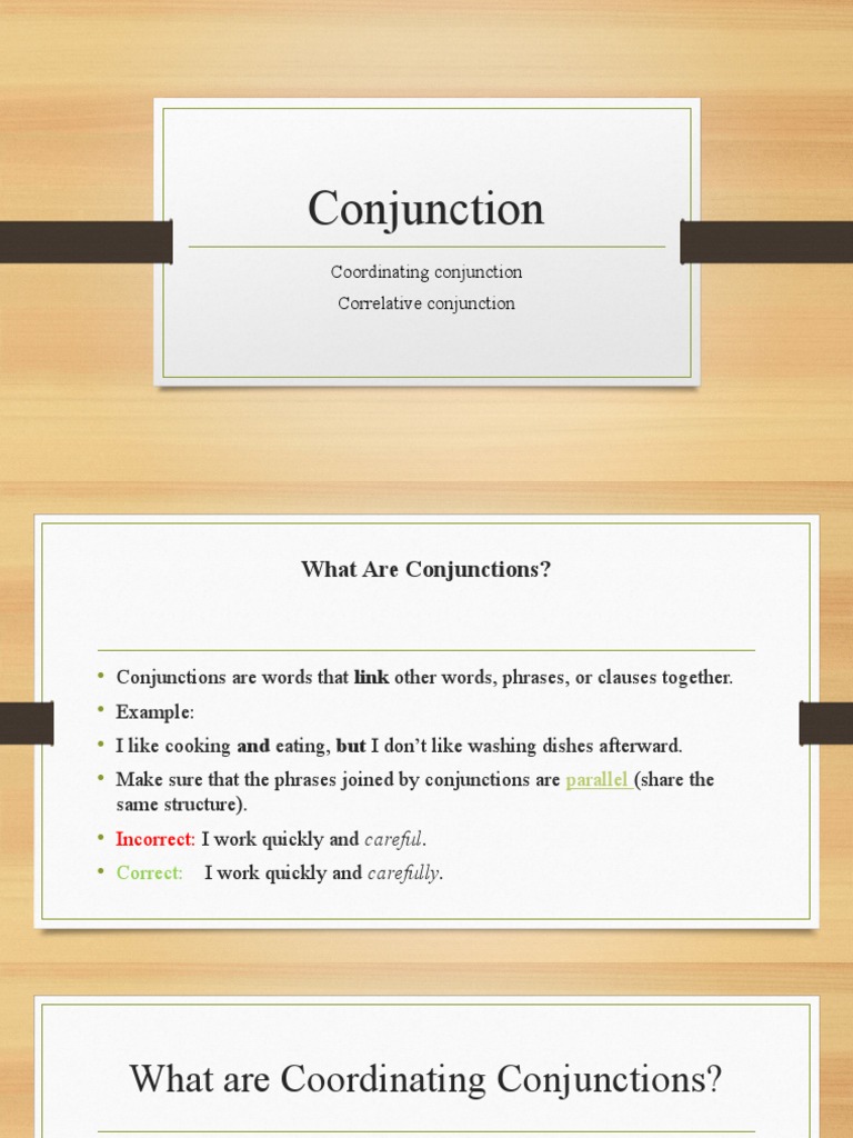 Conjunction: Coordinating Conjunction Correlative Conjunction | PDF ...