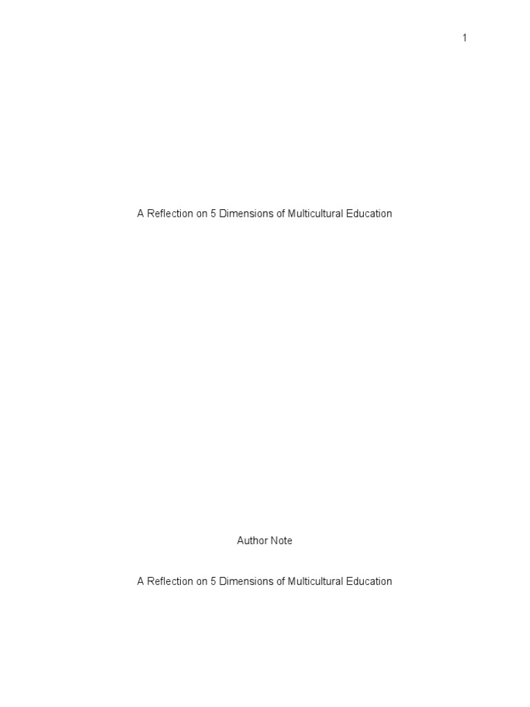 A Reflection On 5 Dimensions of Multicultural Education | PDF ...