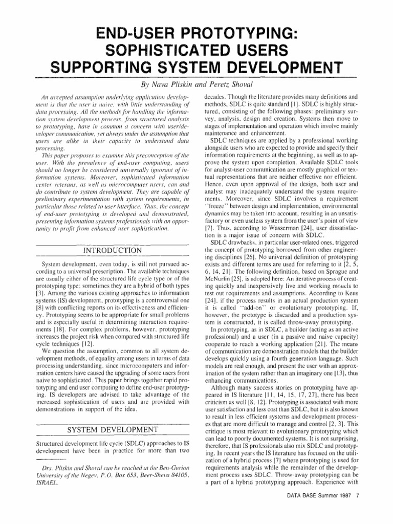 End-User Prototyping: Sophisticated User S Supporting System Developmen ...