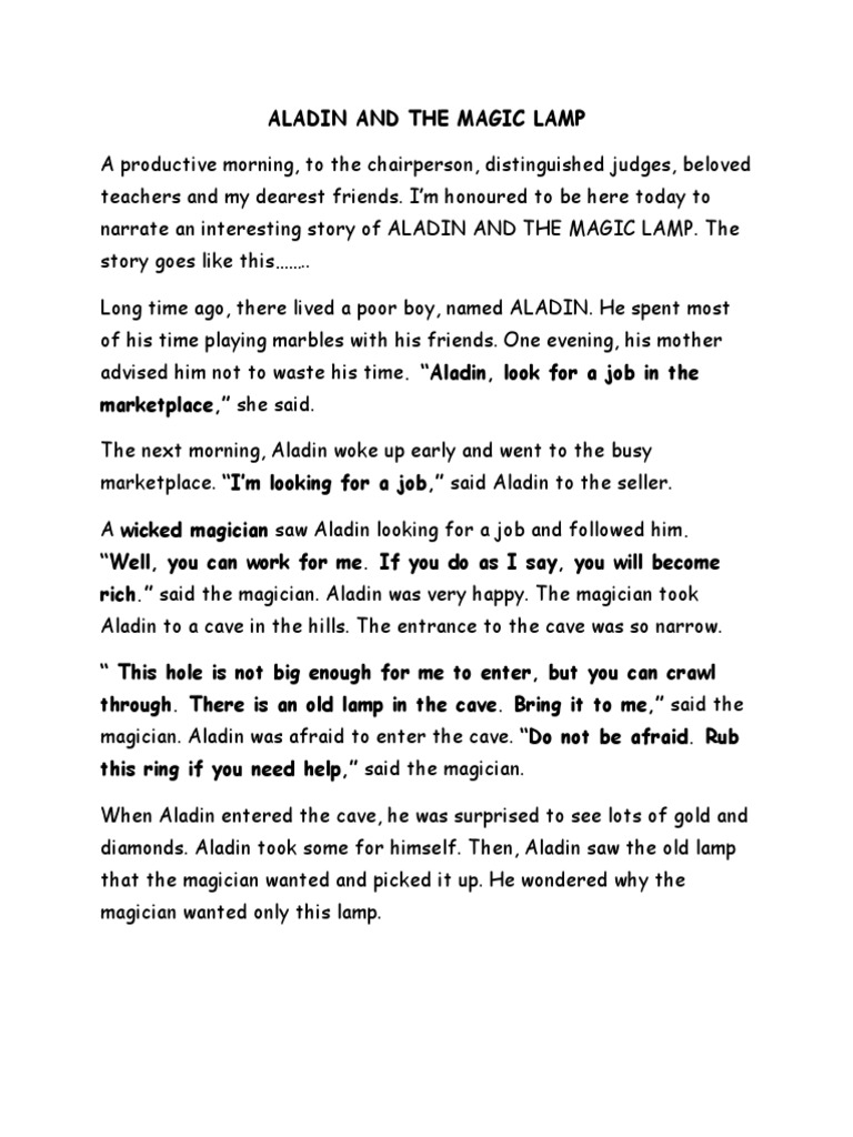 Aladin and The Magic Lamp | PDF