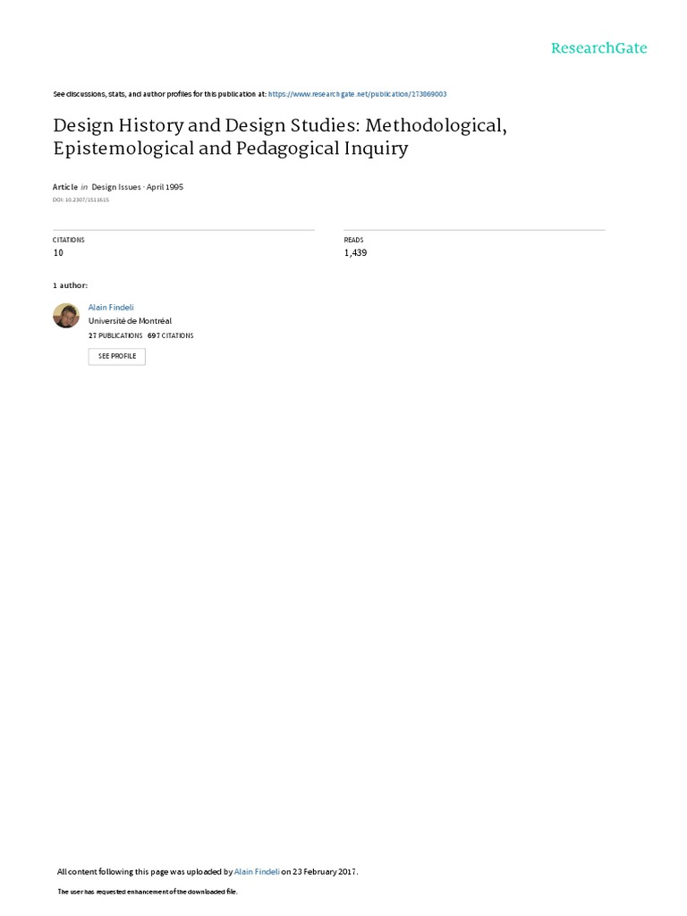 Design History and Design Studies: Methodological, Epistemological and ...