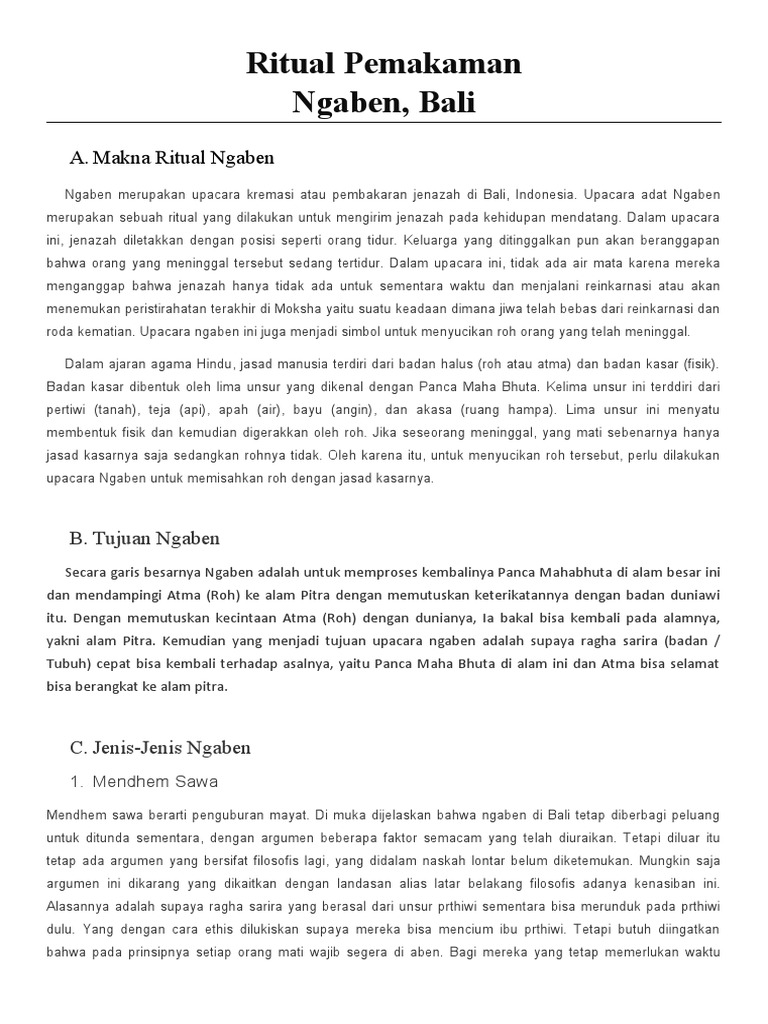 Ritual Pemakaman Ngaben Bali | PDF