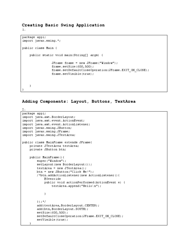 Create Basic Swing Apps | PDF | Software Engineering | Computer Libraries