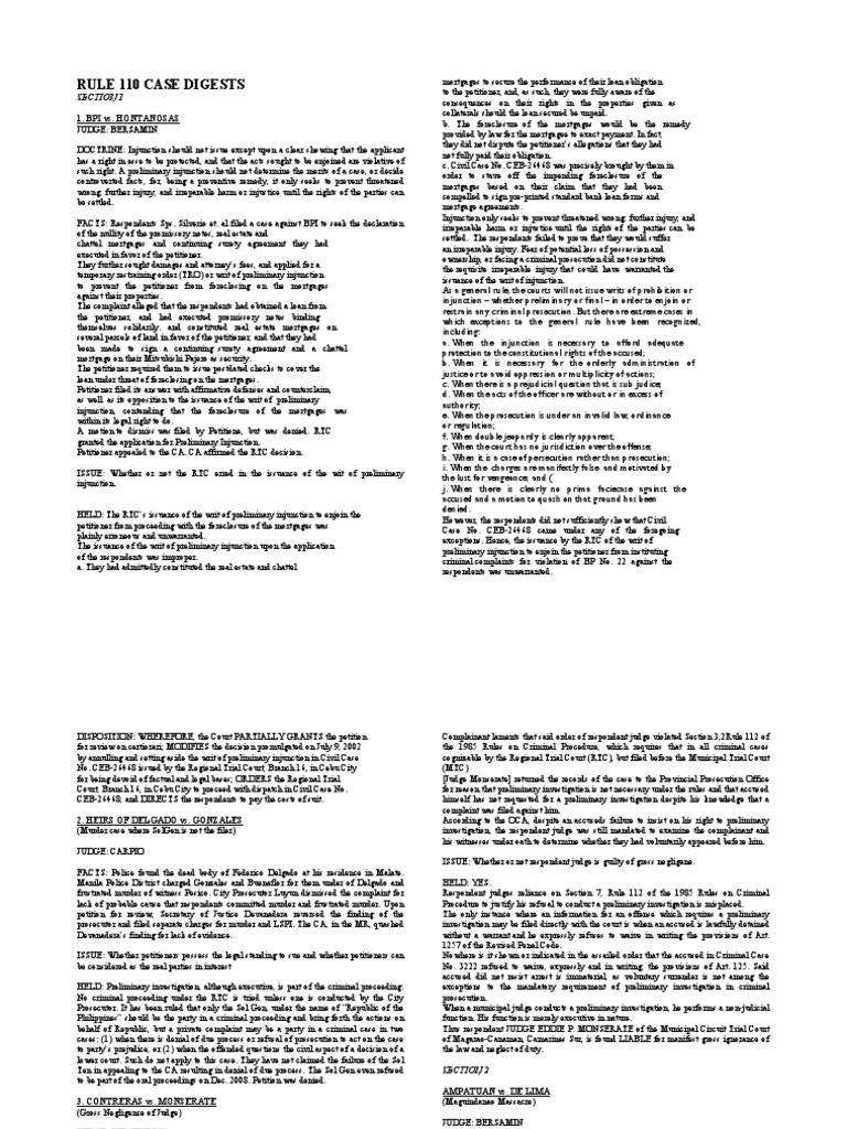 Rule 110 Case Digests: Section 1 | PDF | Prosecutor | Complaint