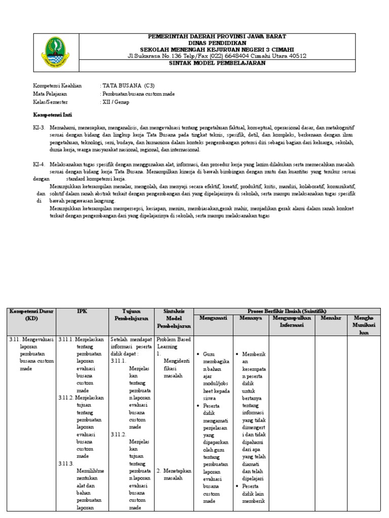 Sintak Model Pembelajaran | PDF