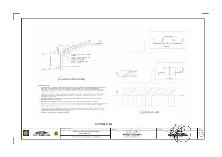 General Plan: Construction of Seawall Protection Simuay Seashore | PDF