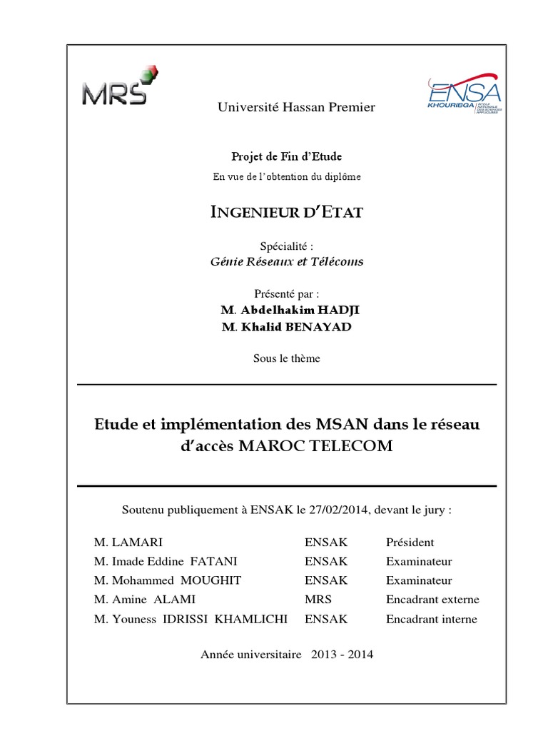 Implémentation des MSAN chez Maroc Telecom | PDF | GSM | Télécommunication