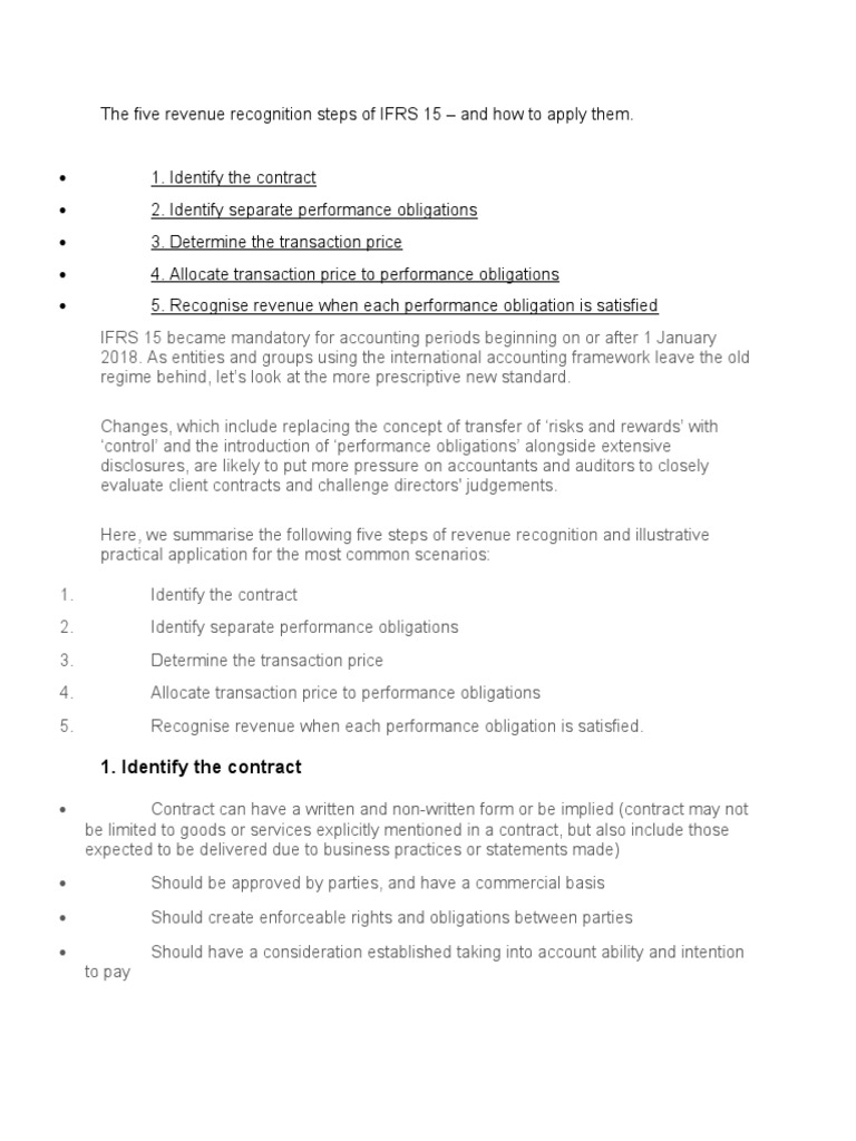 IFRS 15 Revenue Recognition Steps Explained | PDF | Prices | Market ...