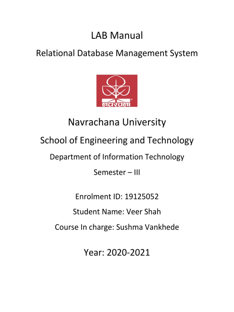 LAB Manual: Relational Database Management System | Download Free PDF | Relational Database ...