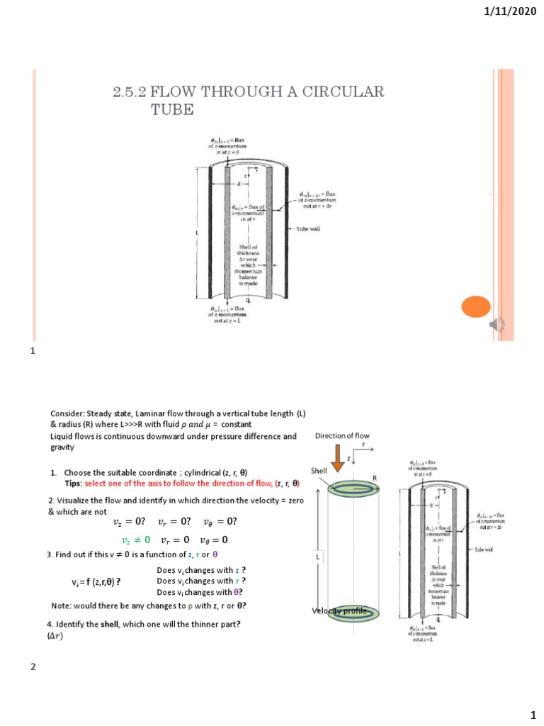 Flow Through A Circular Tube | PDF | Fluid Dynamics | Dynamics (Mechanics)