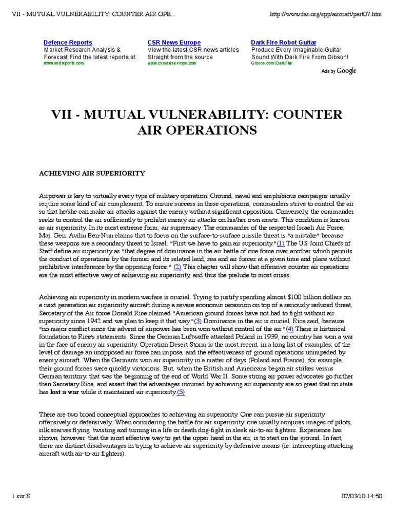 Vii - Mutual Vulnerability Counter Air Operations | PDF | Air Supremacy ...