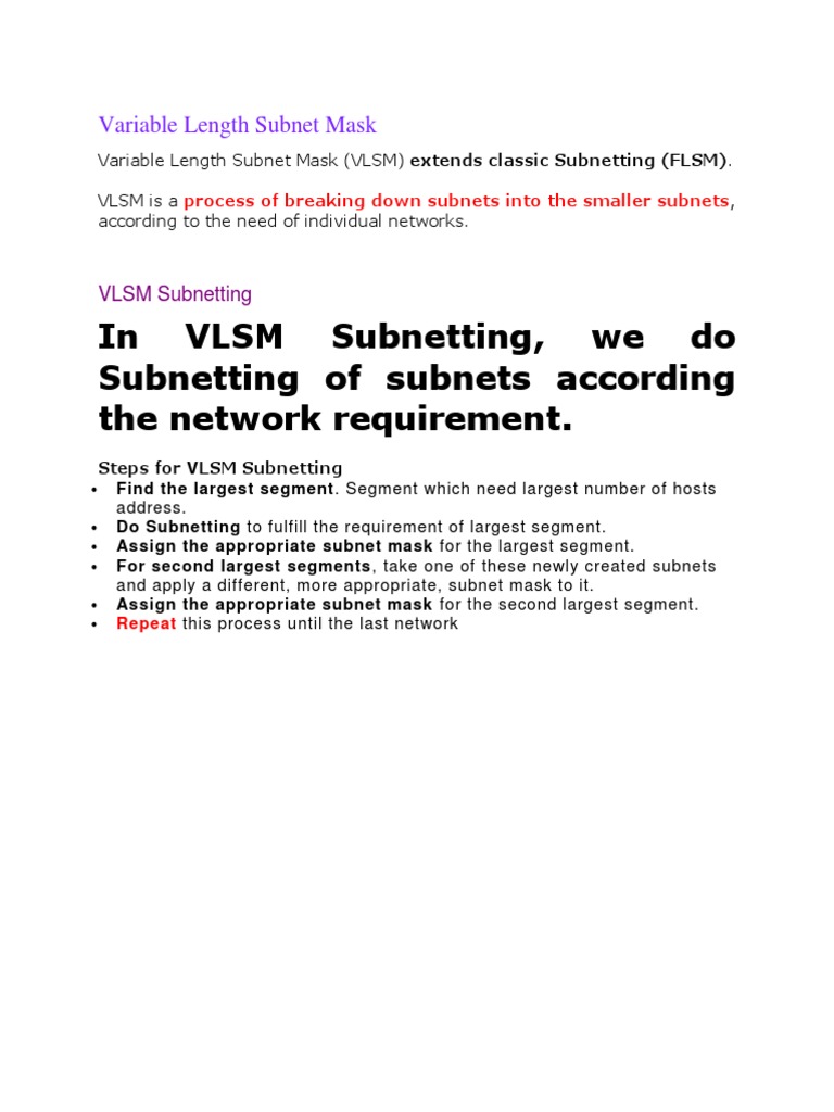 Variable Length Subnet Mask PDF | PDF