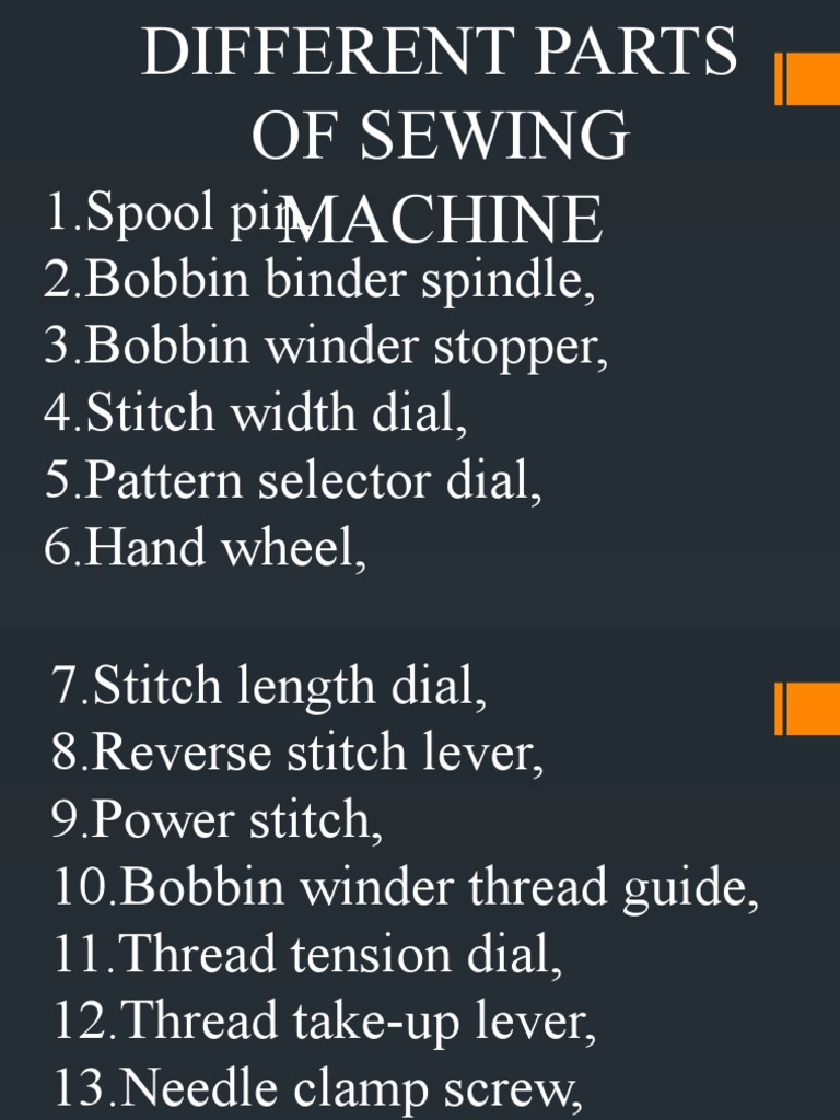 1.spool Pin, 2.bobbin Binder Spindle, 3.bobbin Winder Stopper, 4.stitch ...