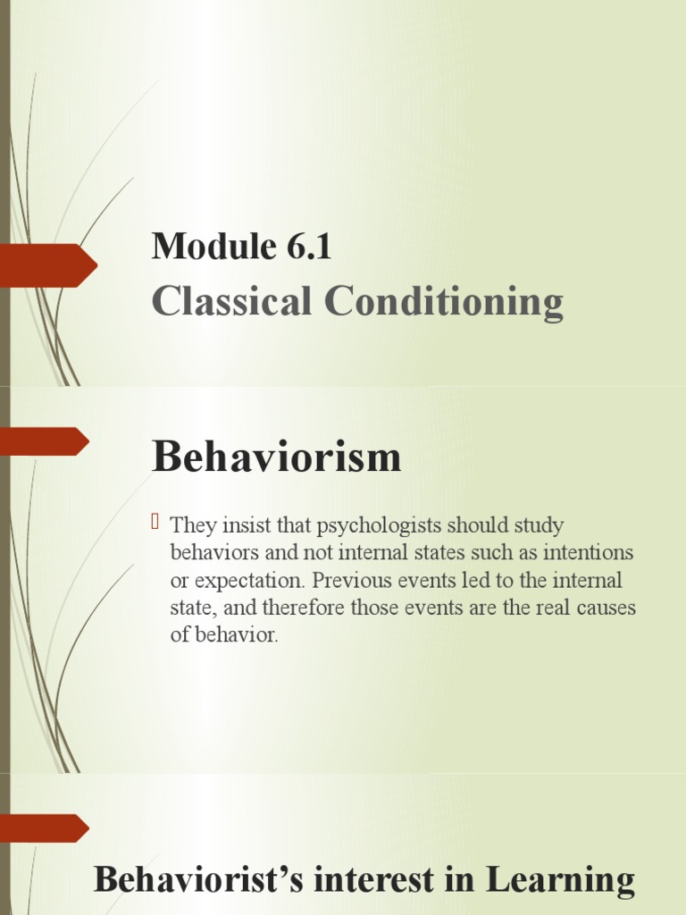 Module 6 | PDF | Classical Conditioning | Behavior Modification