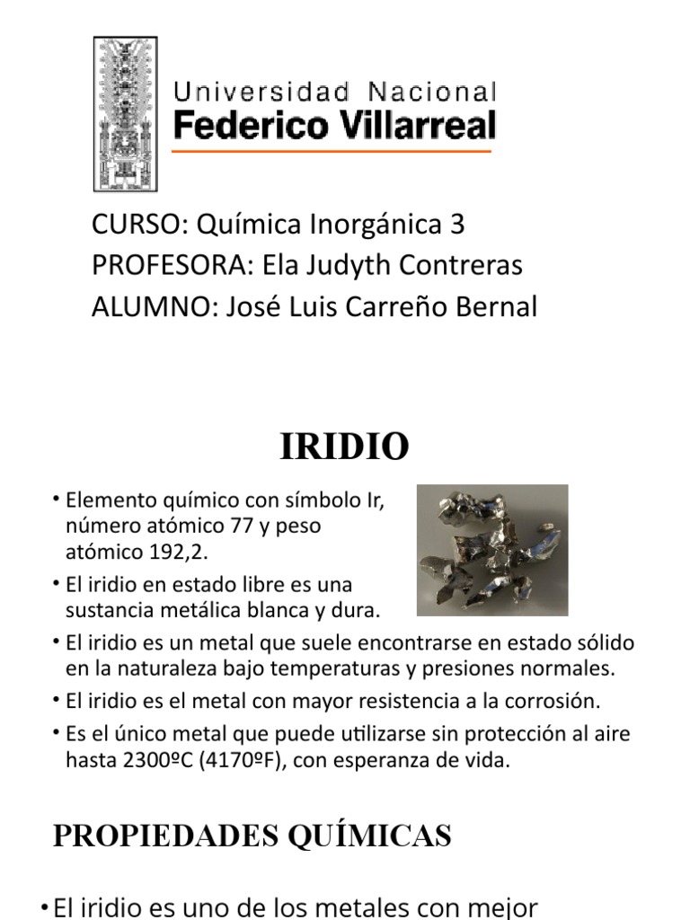 IRIDIO | PDF | Química | Elementos metálicos