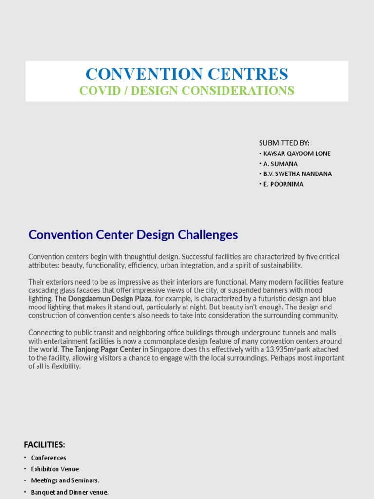 Convention Centres: Covid / Design Considerations | PDF | Building ...
