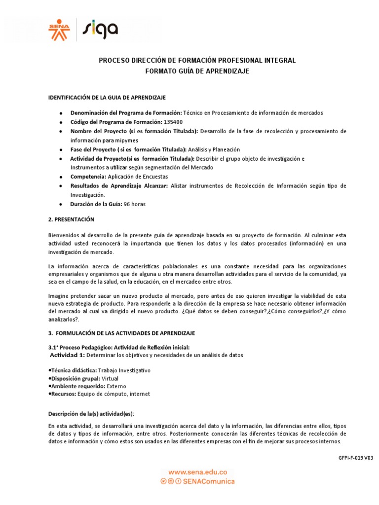 Gfpi-F-019-Guia de Aprendizaje - Alistar Instrumentos de Recoleccion | PDF | Investigación de ...