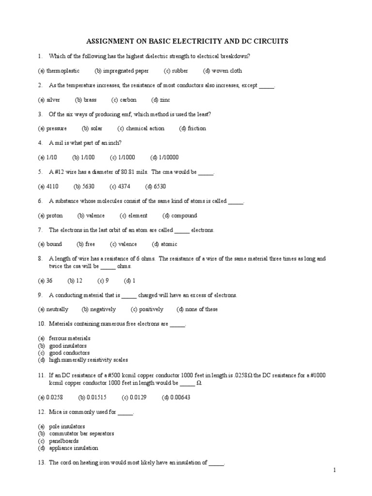 Assignment On Basic Electricity and DC Circuits | PDF | Series And ...