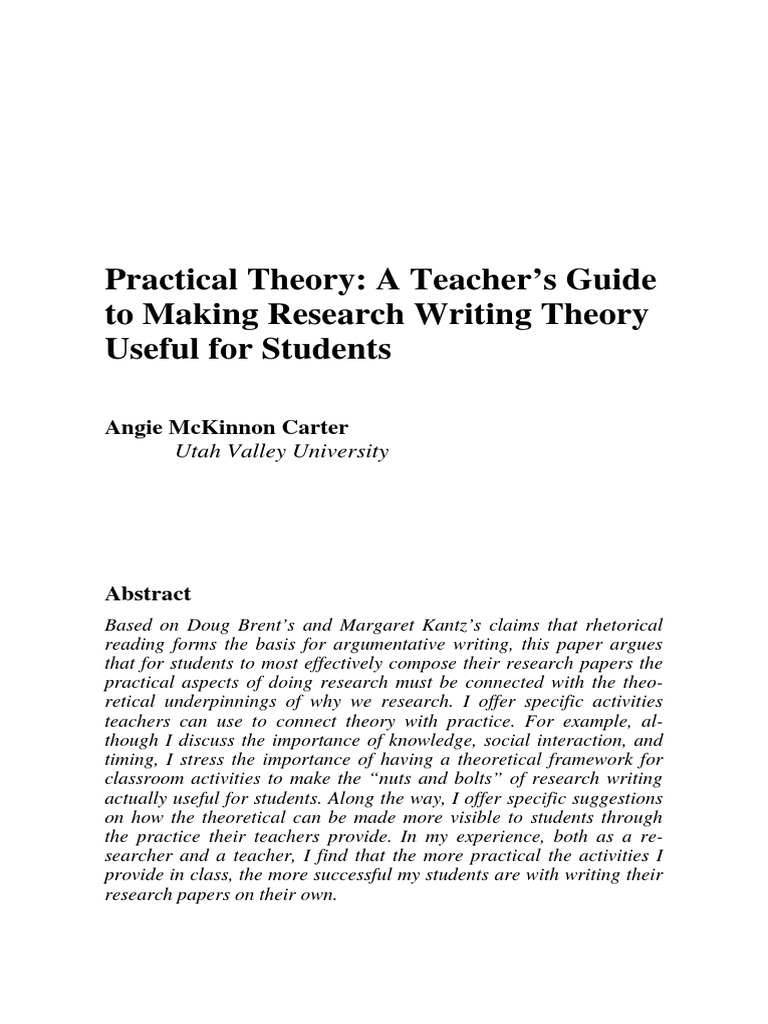 Practical Theory: A Teacher's Guide To Making Research Writing Theory ...