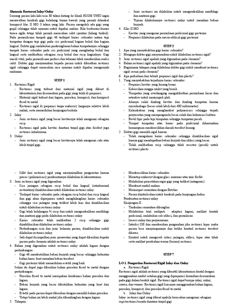 Prosedur Restorasi Gigi Inlay/Onlay | PDF | Griya & Taman | Sains ...