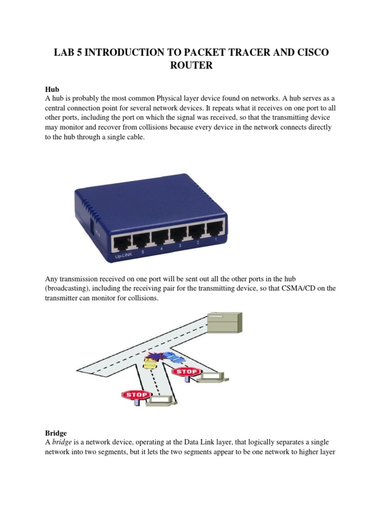 Lab 5 Introduction To Packet Tracer and Cisco Router | PDF | Network Switch | Computer Network