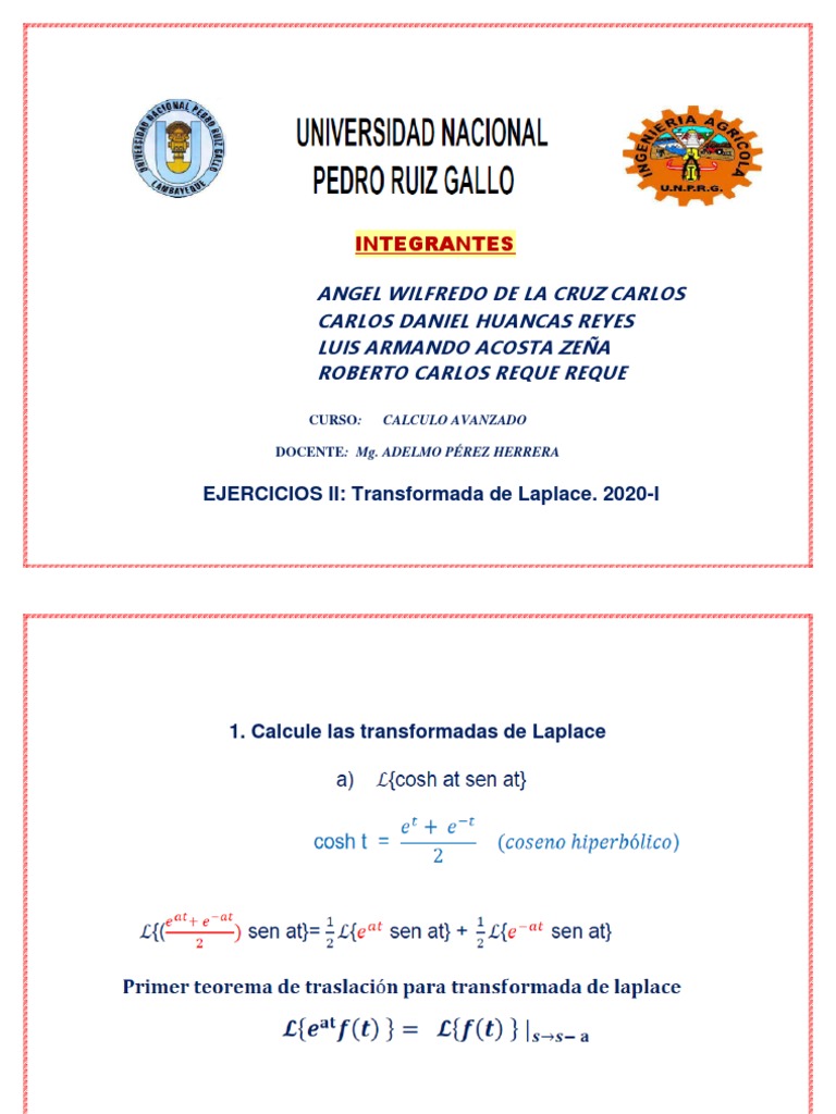 Tarea 2 Transformada de Laplace PDF | PDF | Ciencia y matemáticas