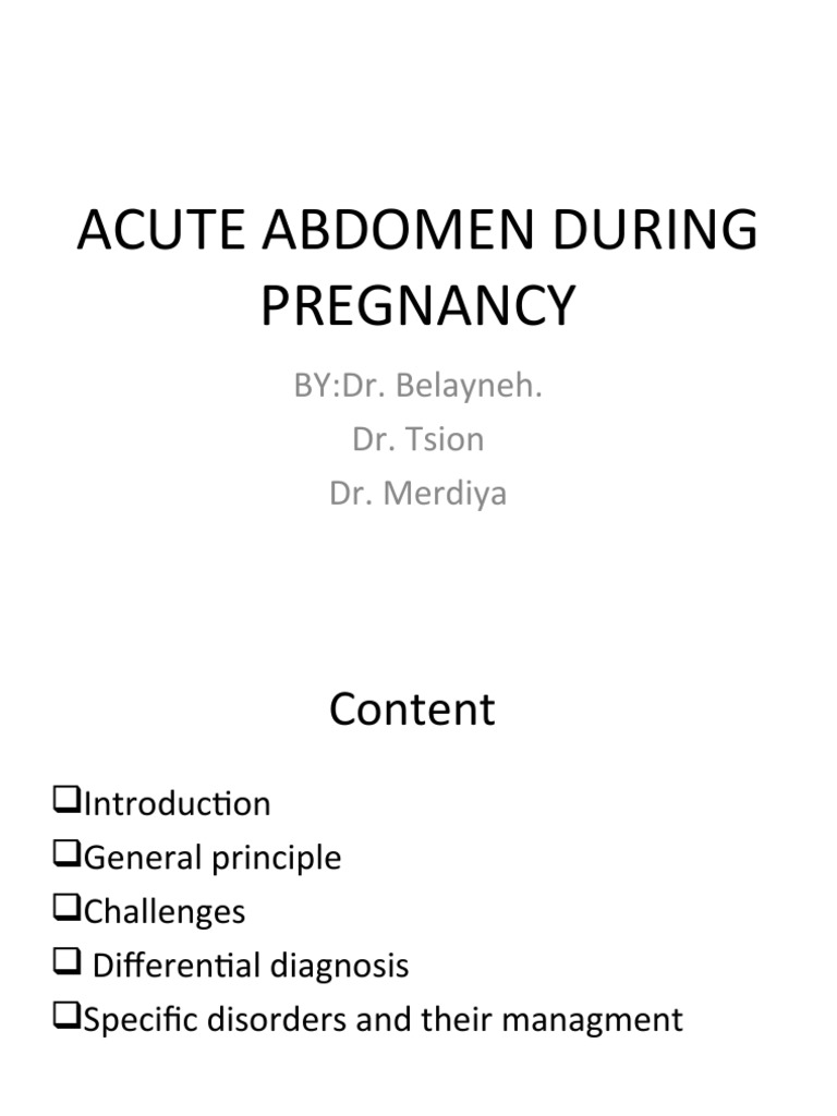 Acute Abdomen During Pregnancy Belayneh | PDF | Pregnancy | Digestive Diseases