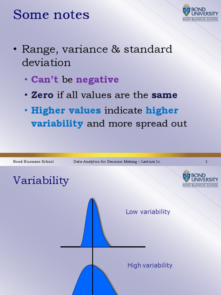 Range, Variance & Standard Deviation: Some Notes | PDF | Career ...