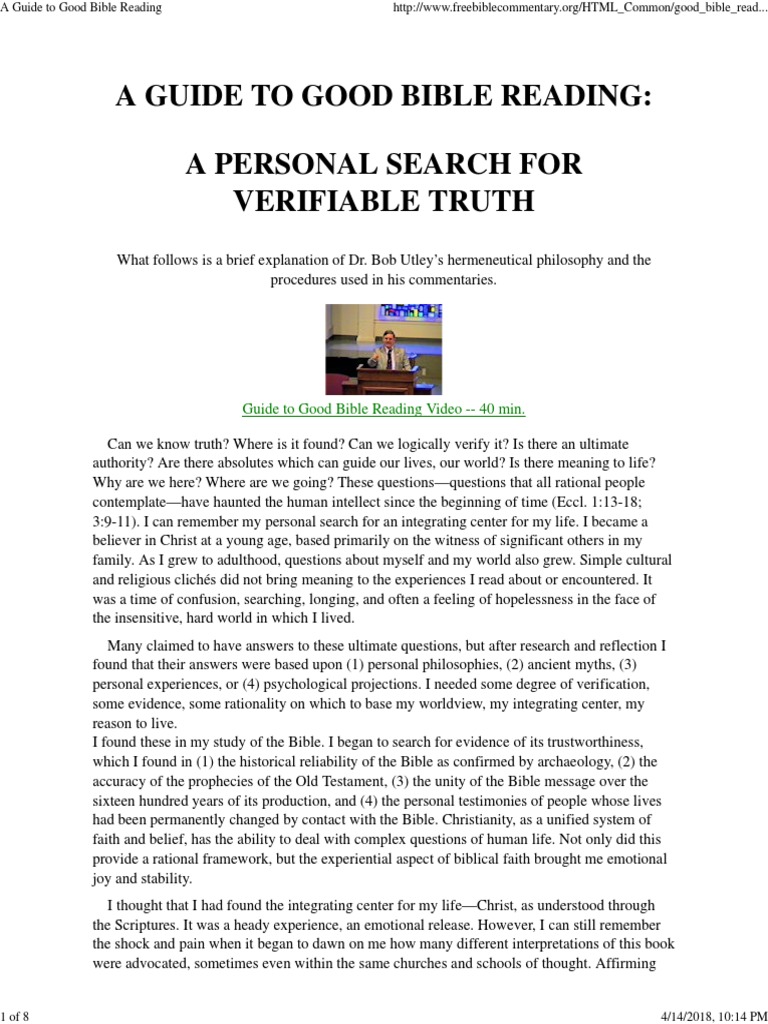 A Guide To Good Bible Reading | PDF | New King James Version | Translations