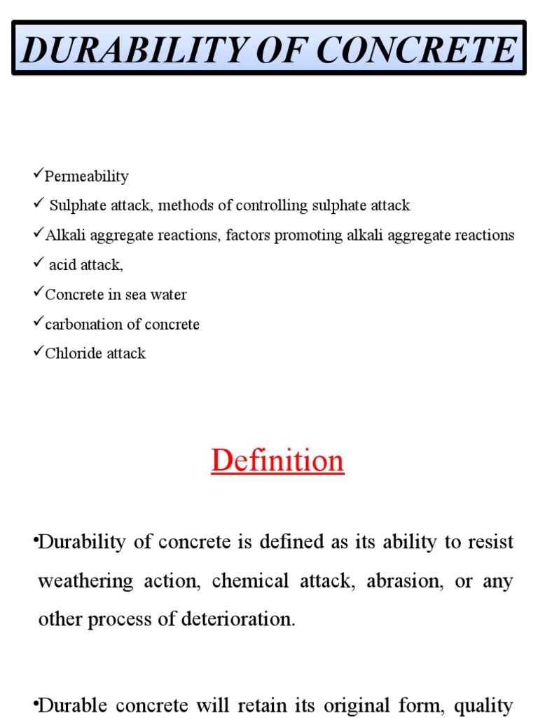 Durability of Concrete | PDF | Concrete | Cement