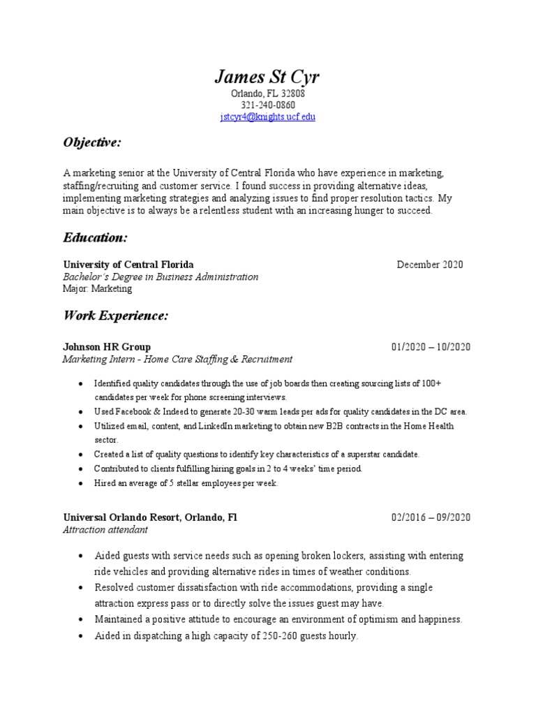 James ST Cyr Resume 1 | PDF | Social Media | Popular Culture & Media ...