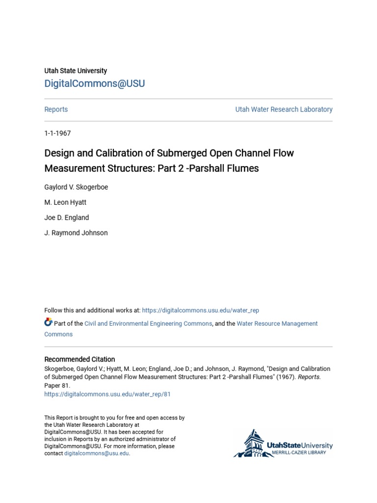 Design and Calibration of Submerged Open Channel Flow Measurement ...