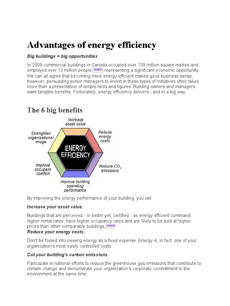 Advantages of Energy Efficiency | PDF