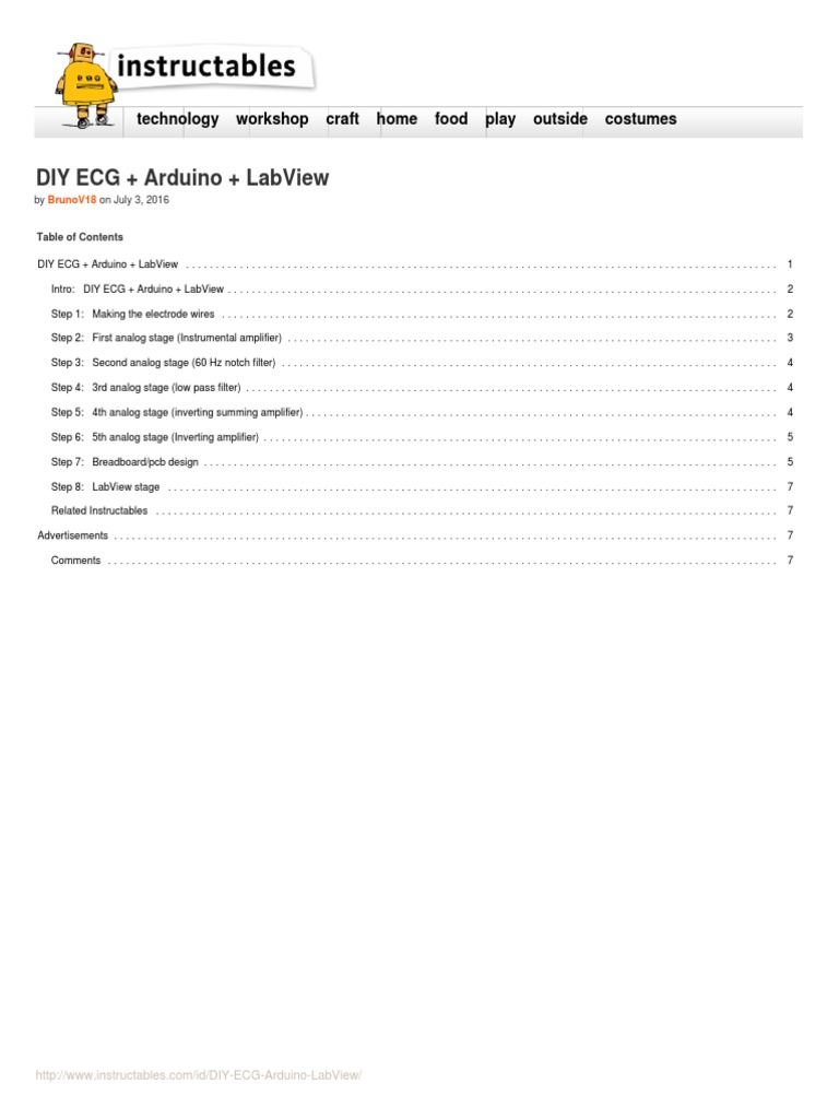 DIY ECG with Arduino & LabView | PDF