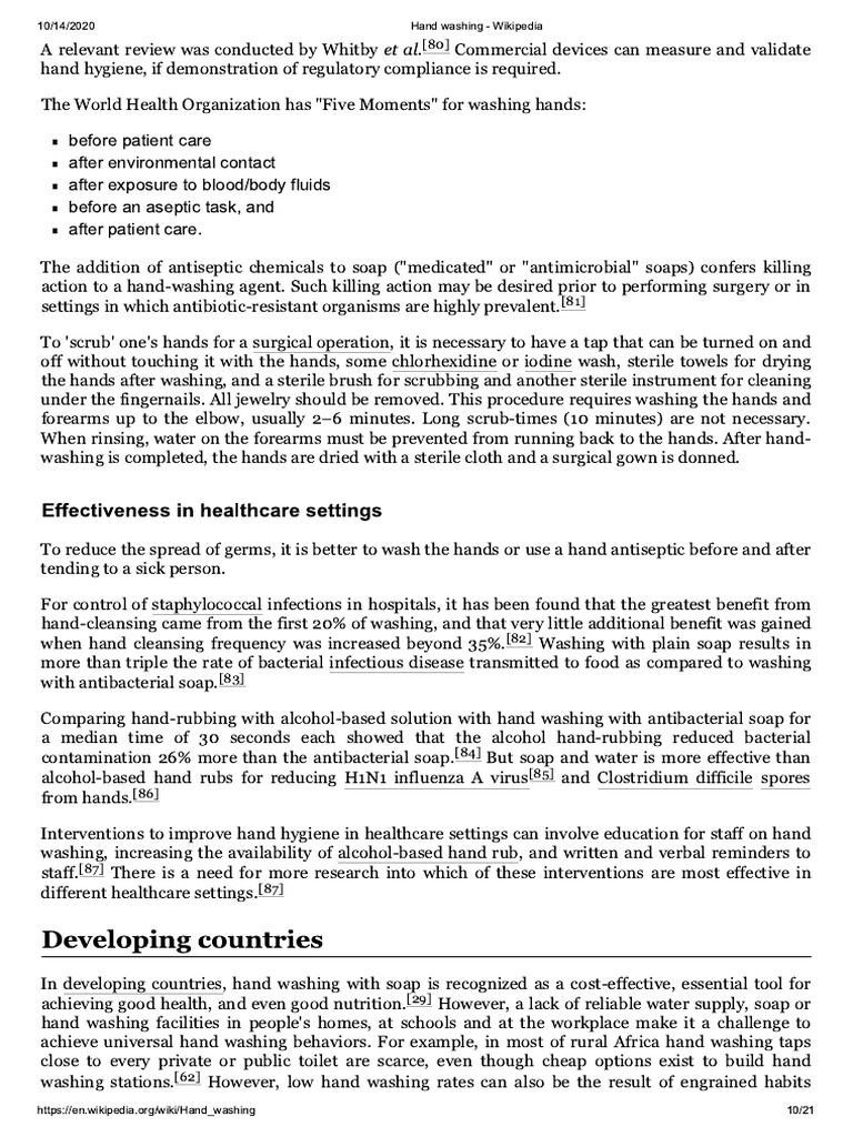 Hand Washing - Wikipedia 10 | PDF