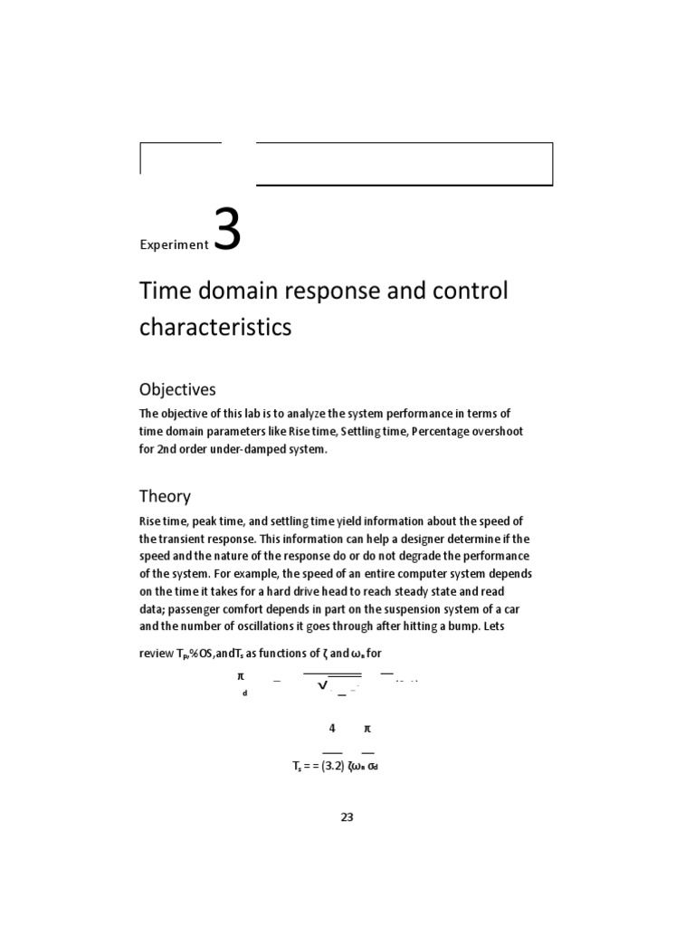 Time Domain Response and Control Characteristics: Objectives | PDF ...